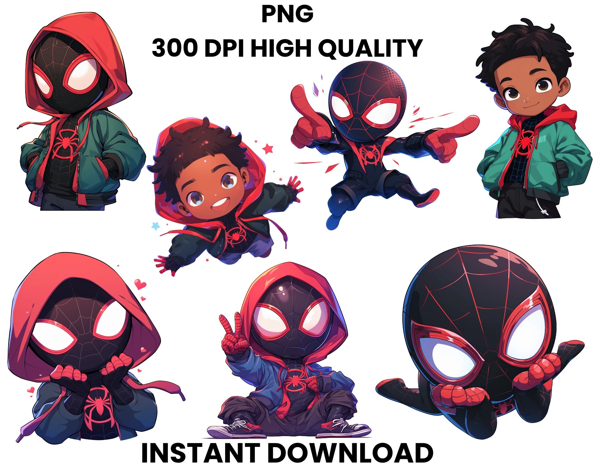 Miles Morales Clip Art PNG Bundle Spiderverse, Superhero, Comic Book ...