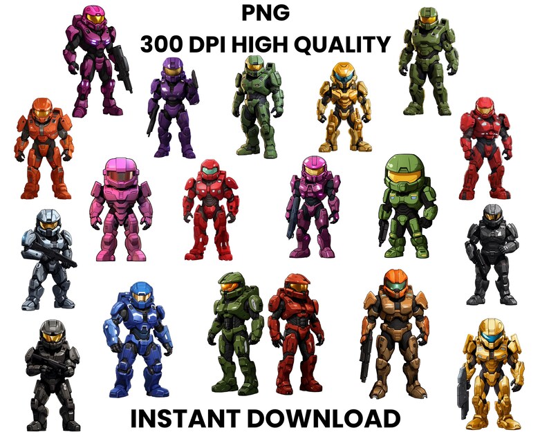 Halo Spartans Bundle, Halo Illustrations, Video Game Art, Master Chief ...