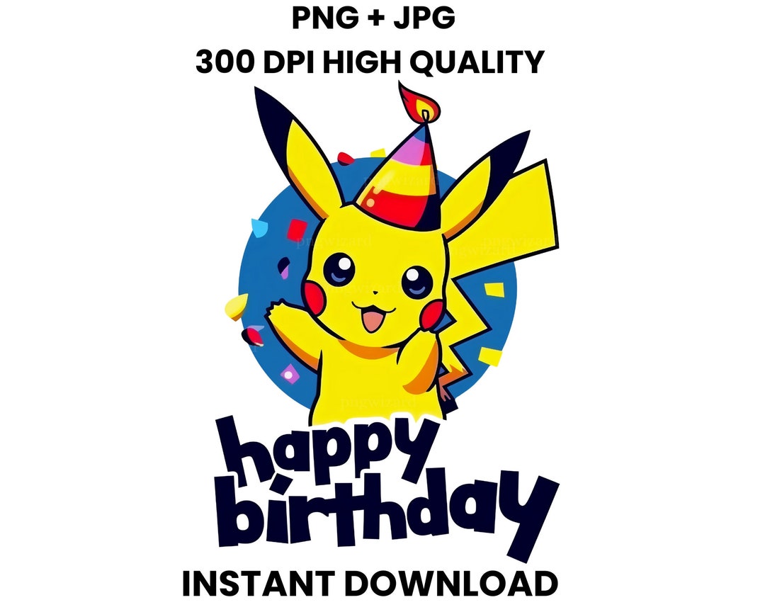 Pikachu Happy Birthday PNG T-shirt Design, Pikachu Clipart, Transparant ...