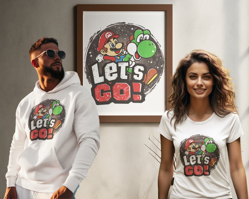Super Mario Lets Go PNG JPG T-shirt Design, Mario Clipart, Transparent ...