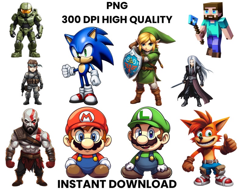 Chibi Game Character PNG Clipart Bundle, Cute Digital Art Collection ...