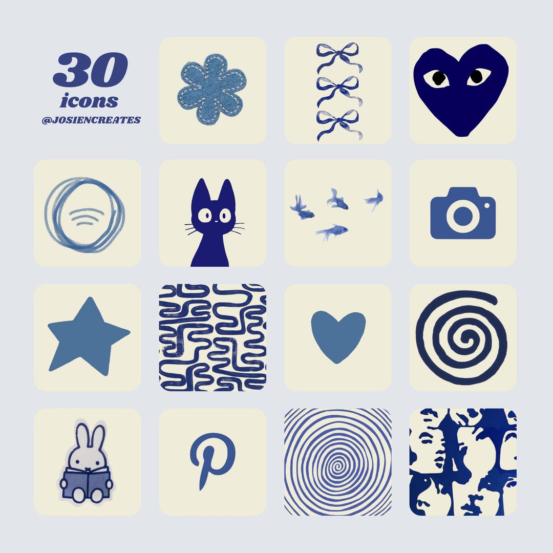 30 Blue iPhone IOS Icons | Easy to Download | PNG | Digital Download ...