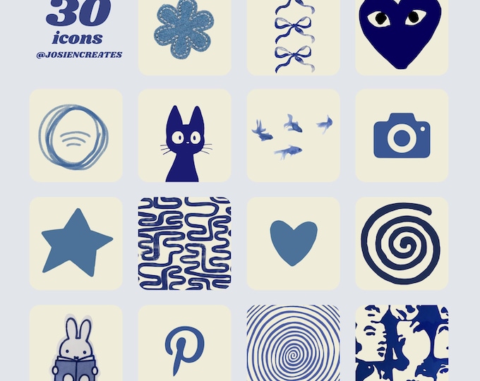 30 Blue iPhone IOS Icons | Easy to Download | PNG | Digital Download ...