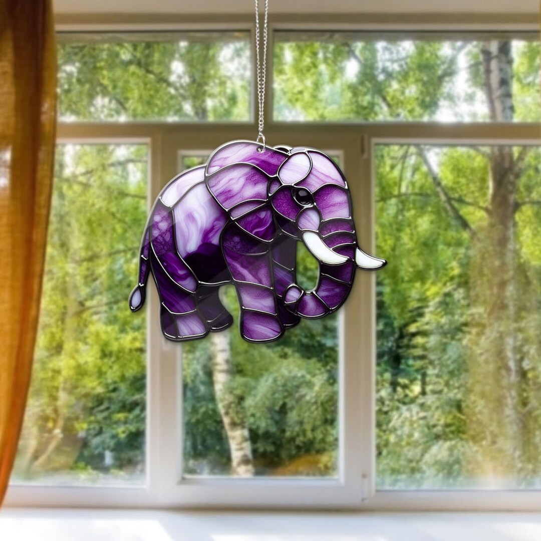 Elephant Acrylic Window Hanging, Elephant Lover Gift, Forest Animal ...