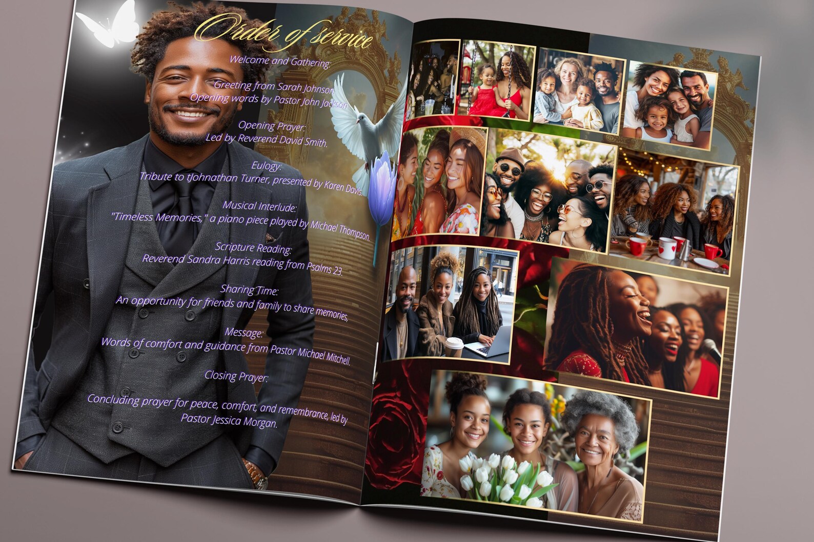 BLACK and Gold FUNERAL Program for MAN (8 Pages)8.5"x11 : / Magazine ...