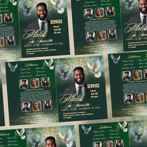 Emerald Green Funeral Program: Elegant Memorial Service (editable Canva ...
