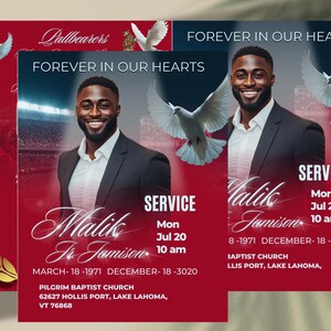 Red Football Funeral Program Template: 4-page Canva Booklet - Etsy