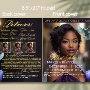 Black and Gold Funeral Program Template: Celebration of Life (digital ...