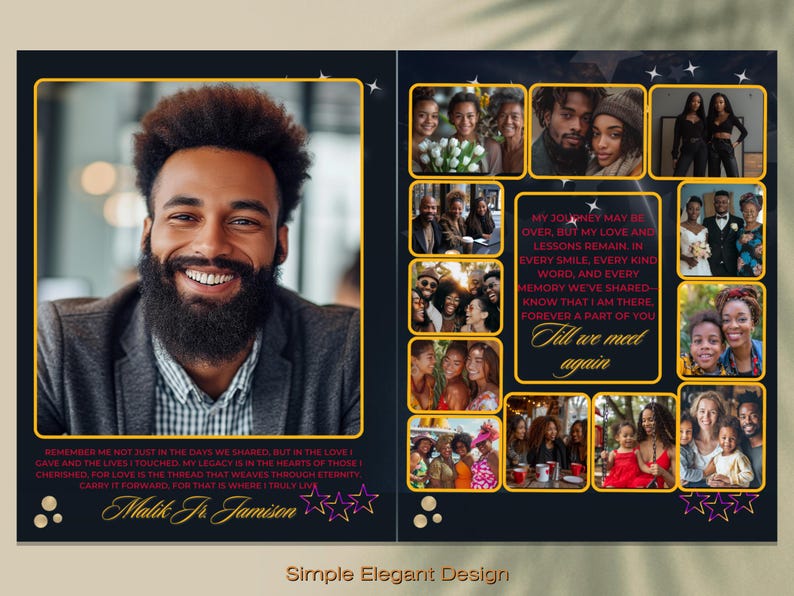 Football Funeral Program Template: Black, Gold & Red (canva Template ...