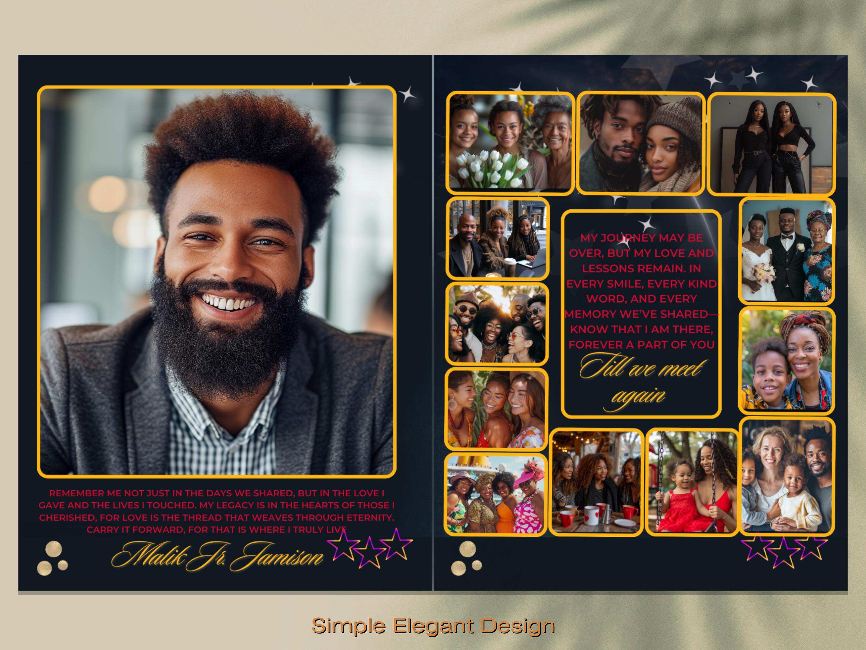 Football Funeral Program Template: Black, Gold & Red (canva Template ...
