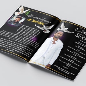 Black Funeral Program Template: 8.5"x11" Obituary, Celebration of Life ...