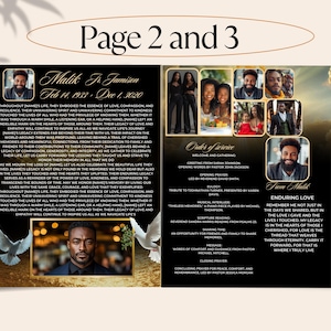 BLACK and GOLD OBITUARY Template 4 Pages 8.5"x11 : Man /memorial ...