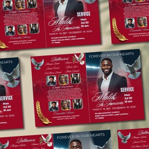 Red Football Funeral Program Template: 4-page Canva Booklet - Etsy