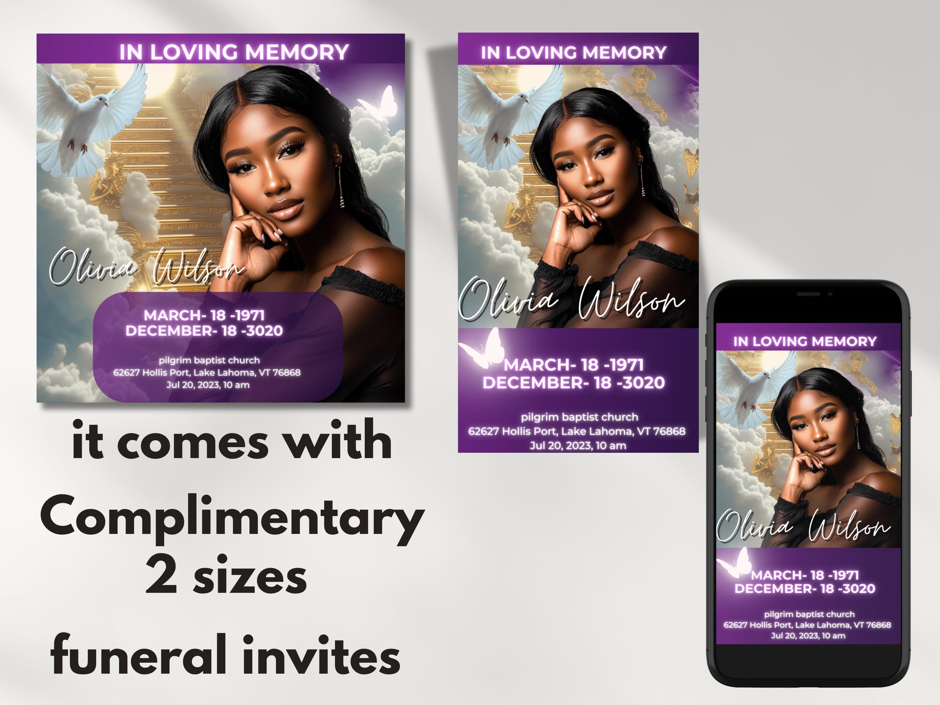 Purple Heaven Funeral Program Template: Obituary Keepsake (canva ...