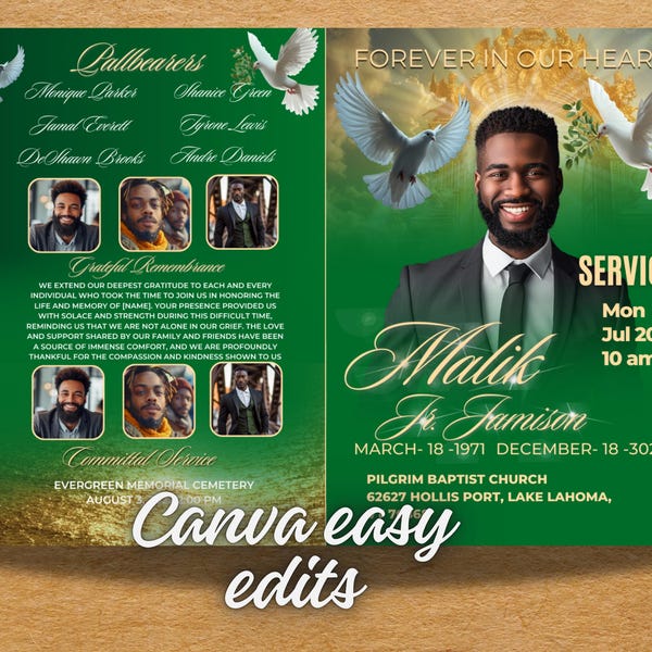 Obituary Template Design - Etsy