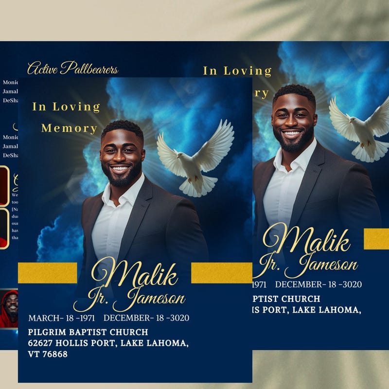 Blue Funeral Template - Etsy