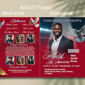 Red Football Funeral Program Template: 4-page Canva Booklet - Etsy