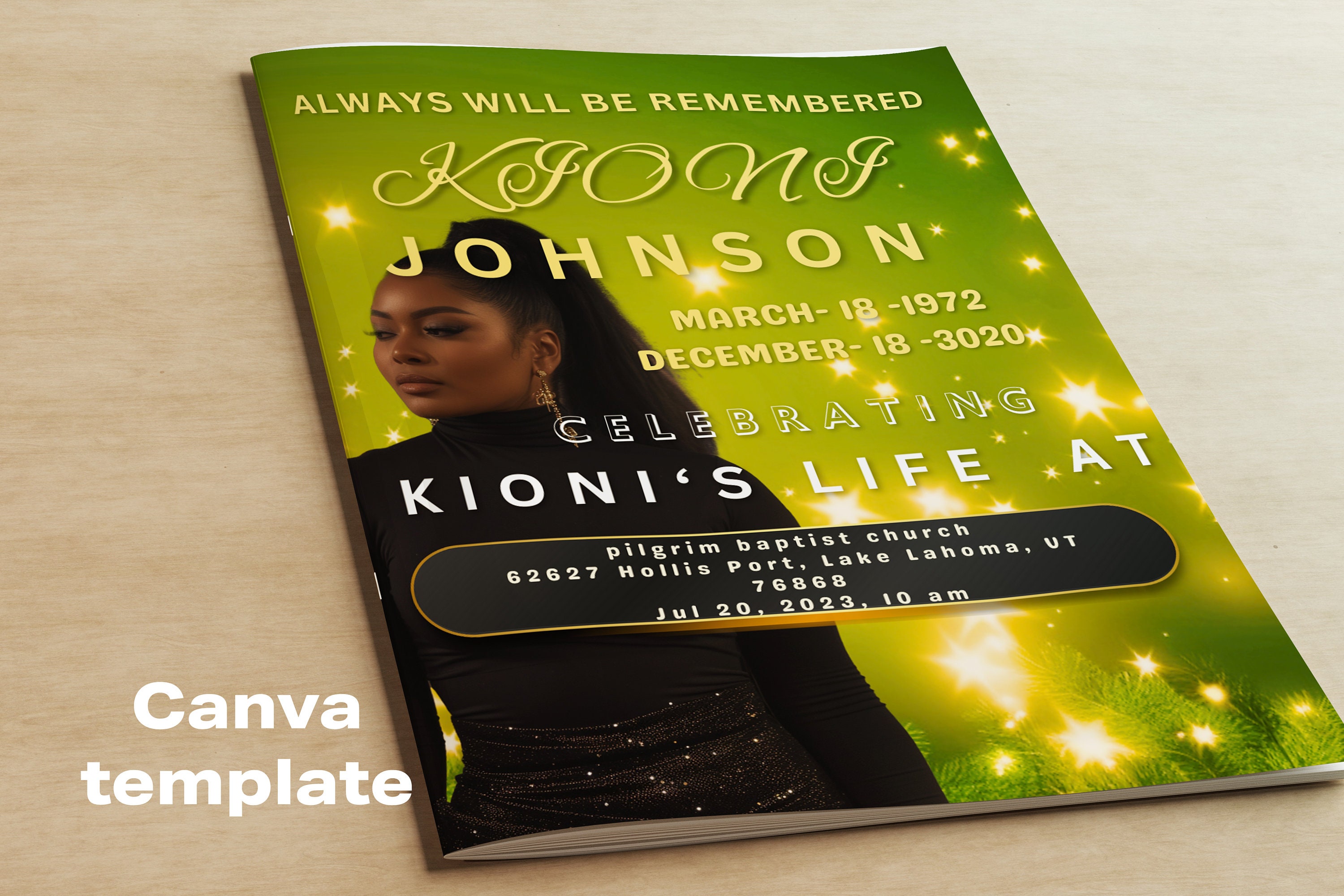 Funeral PROGRAM 8 Pages Green 8.5x11:/ Obituary Template / Magazine ...