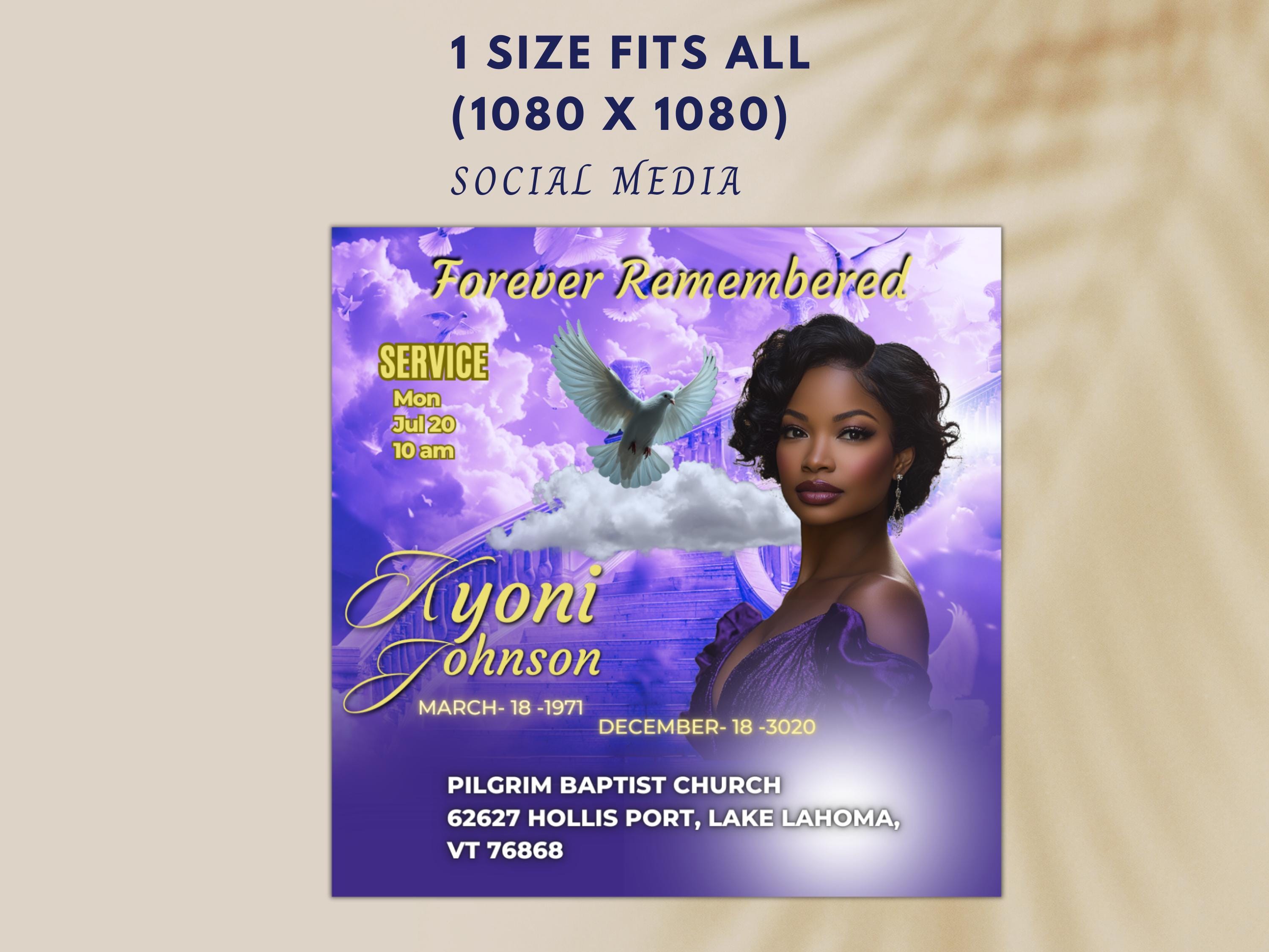 Purple Heaven Memorial Flyer: DIY Canva Template - Etsy