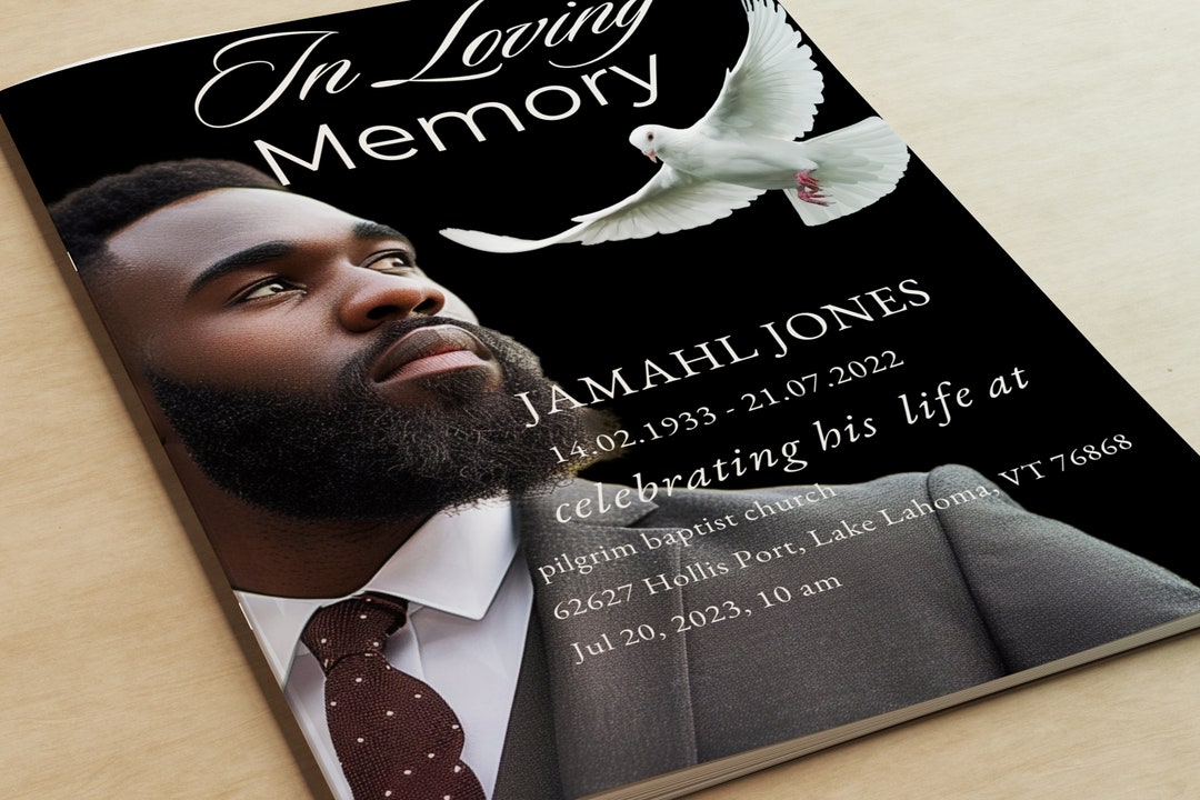 Black Obituary Template: 8-page Funeral Program (8.5x11) Canva - Etsy