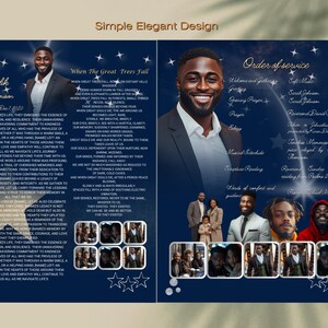 Navy Blue & Gold Memorial Program: Football Theme (canva Template) - Etsy