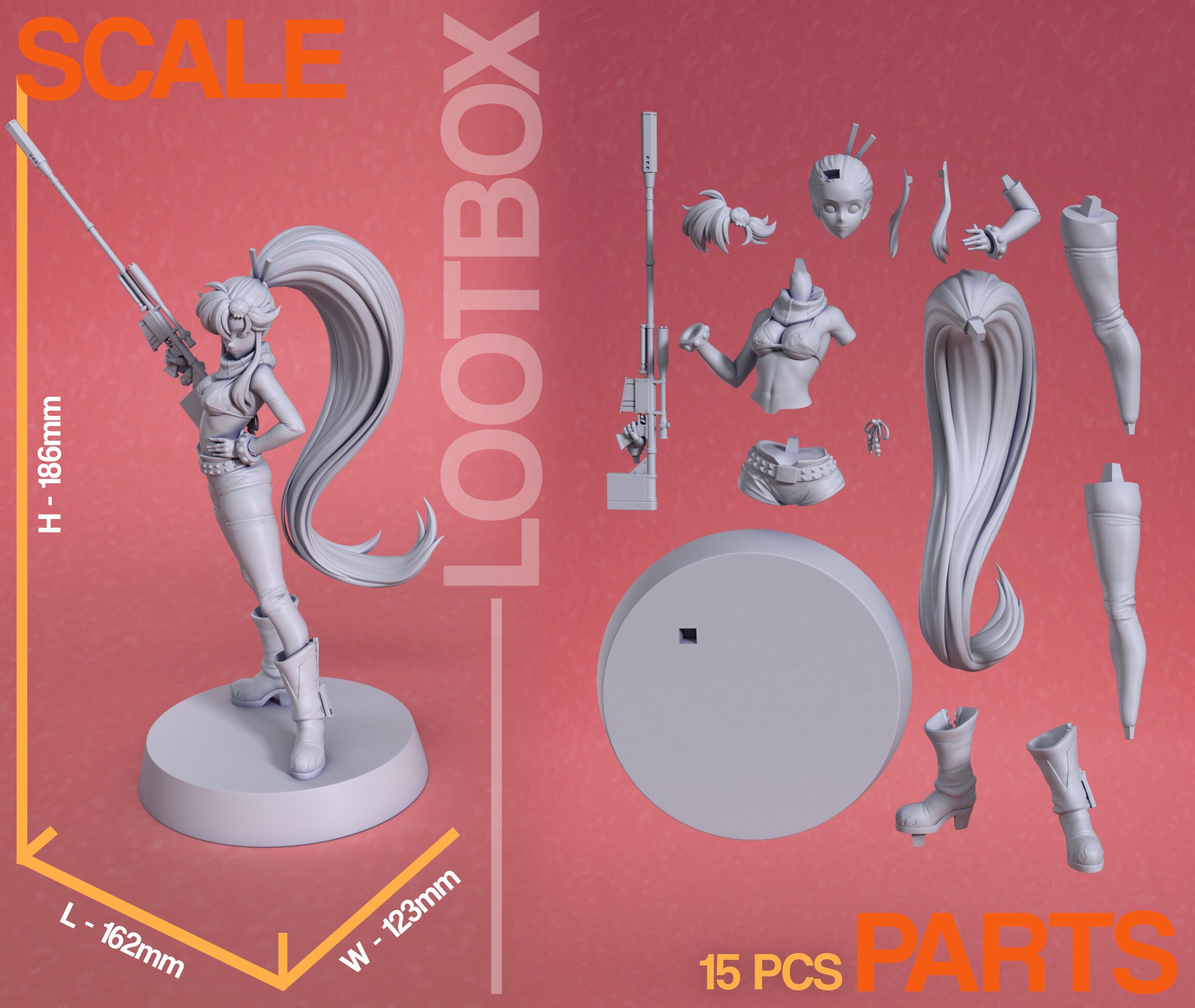 Colorful Sniper Girl 3D STL File, 3D Digital Printing, Movie Characters ...