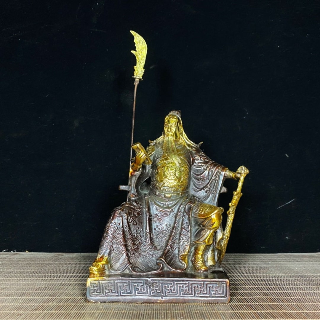 Copper Gilt Guan Yu Statue, Chinese Antique, Precious and Rare, Desktop ...