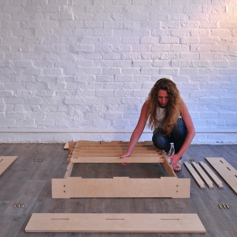 Handmade Natural Wooden Platform Bed Birch Plywood Eco-friendly Natural ...