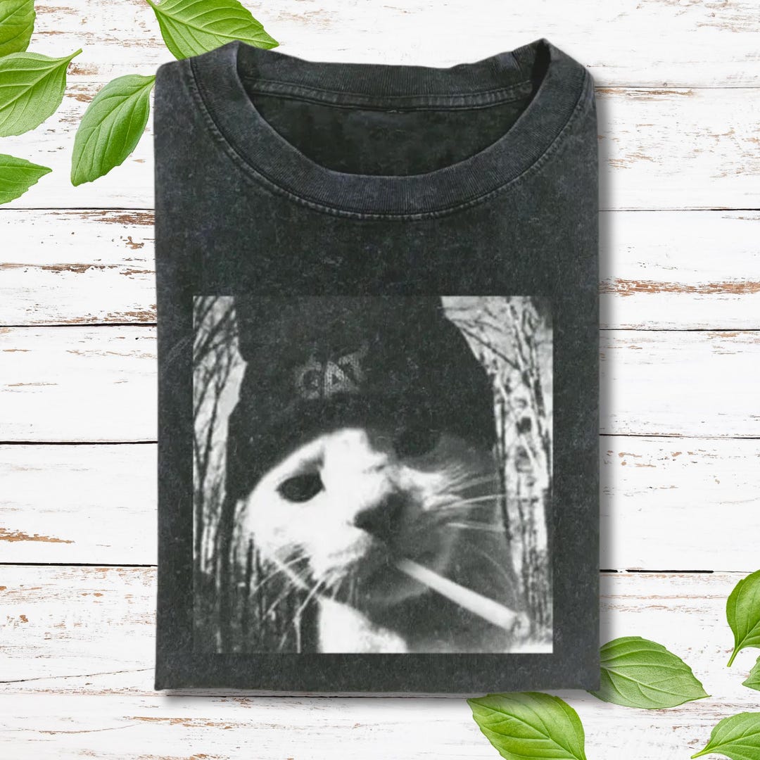 Funny Smoking Cat Meme Shirt, Cigarette Cat Shirt, Gen Z Joke Shirt ...