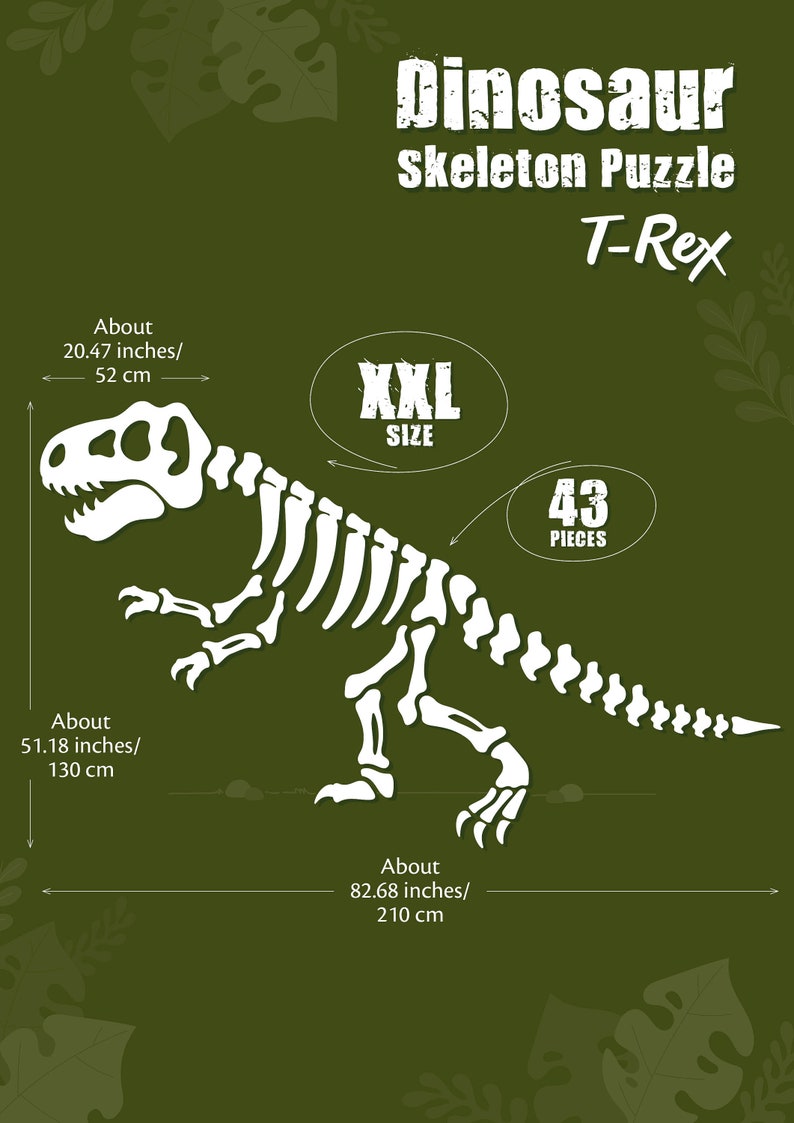 Giant Dino Skeleton Puzzle, Big Handmade Garden Game, Tyrannosaurus ...