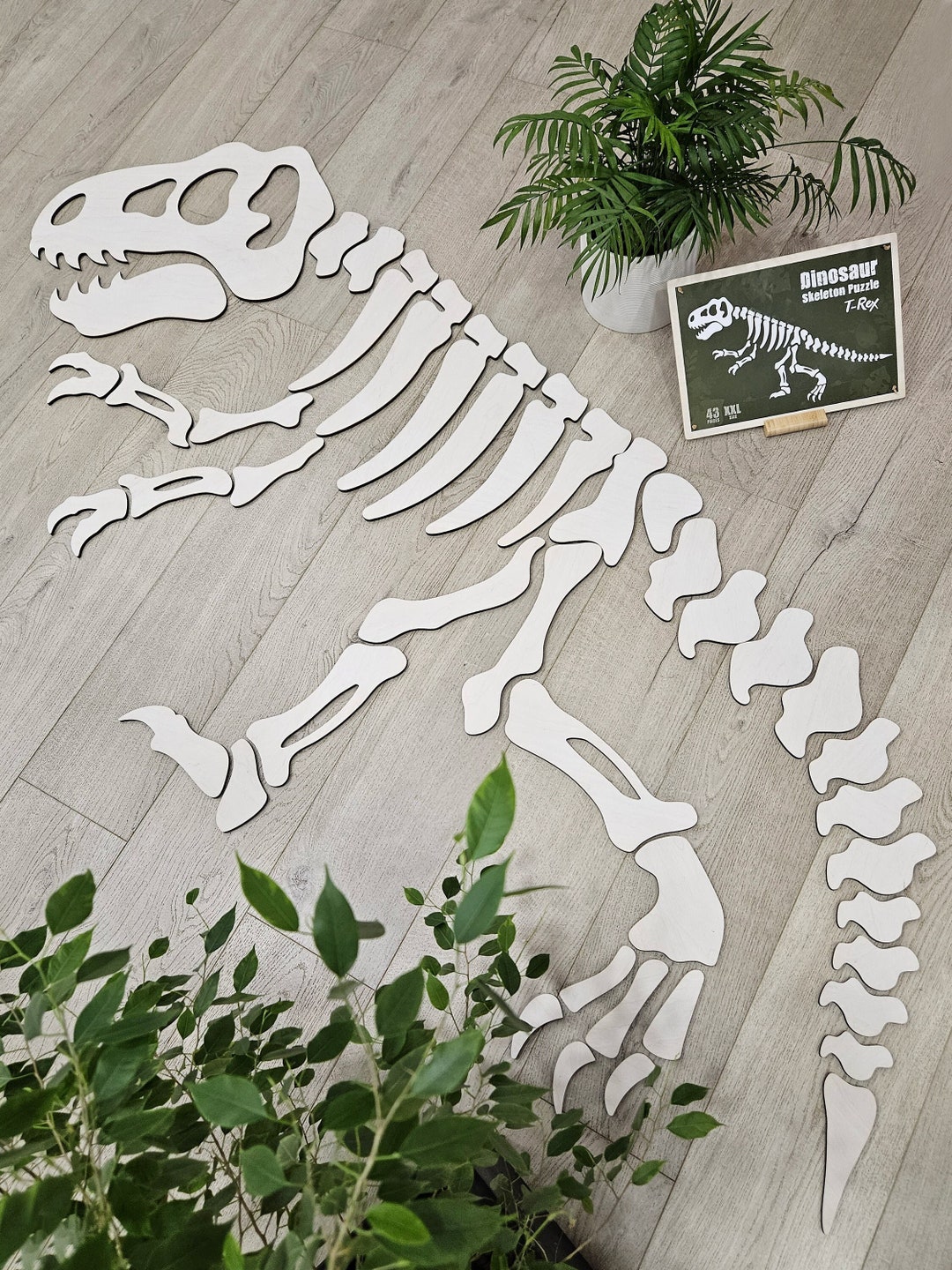 Giant Dino Skeleton Puzzle, Big Handmade Garden Game, Tyrannosaurus ...