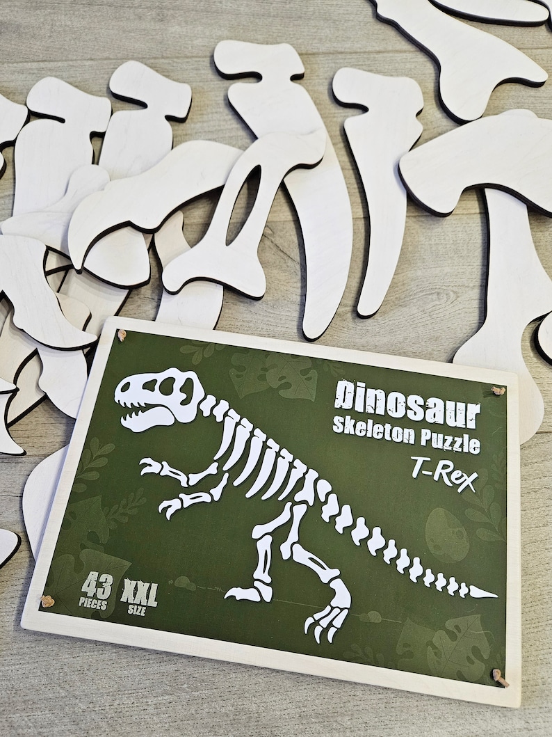 Giant Dino Skeleton Puzzle, Big Handmade Garden Game, Tyrannosaurus ...