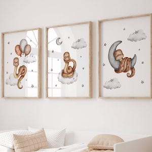 Baby Snake Wall Art Set | Nursery Decor Printable | Cute Animal Prints ...