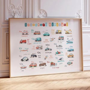 Alphabet Transport Wall Art Print, Printable Kids Alphabet Poster, A-Z ...