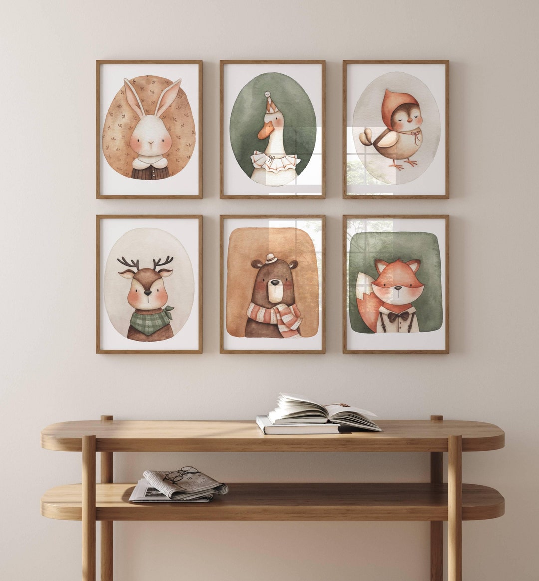 Woodland Animal Portraits: Watercolor Nursery Art Prints (set of 6 ...