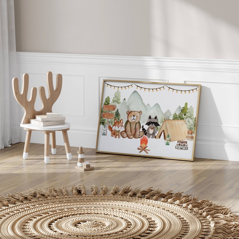 Charming Watercolor Woodland Animals Nursery Wall Art - Digital ...