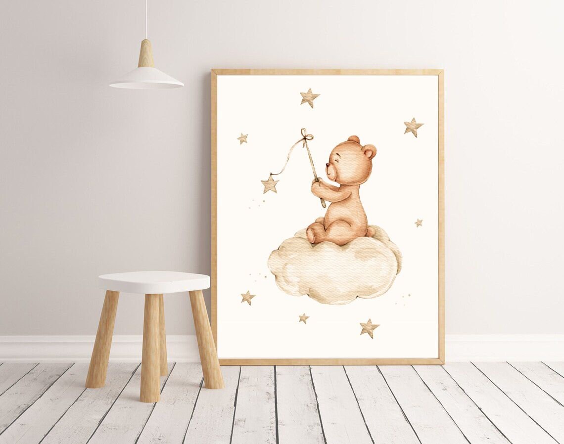Set of 3 Teddy Bear Print, Teddy Bear Nursery Decor, Nursery Wall Decor ...