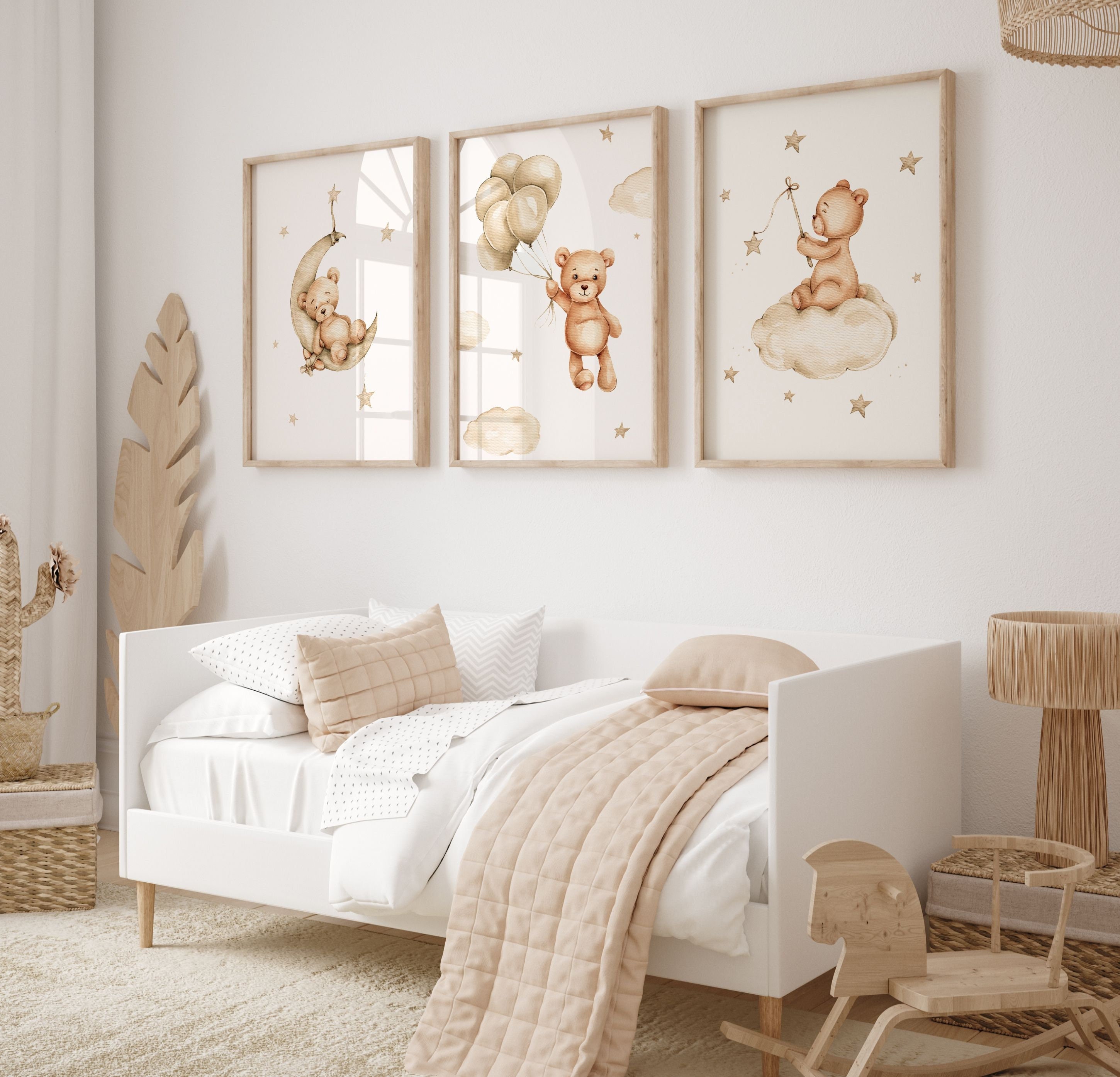 Set of 3 Teddy Bear Print, Teddy Bear Nursery Decor, Nursery Wall Decor ...