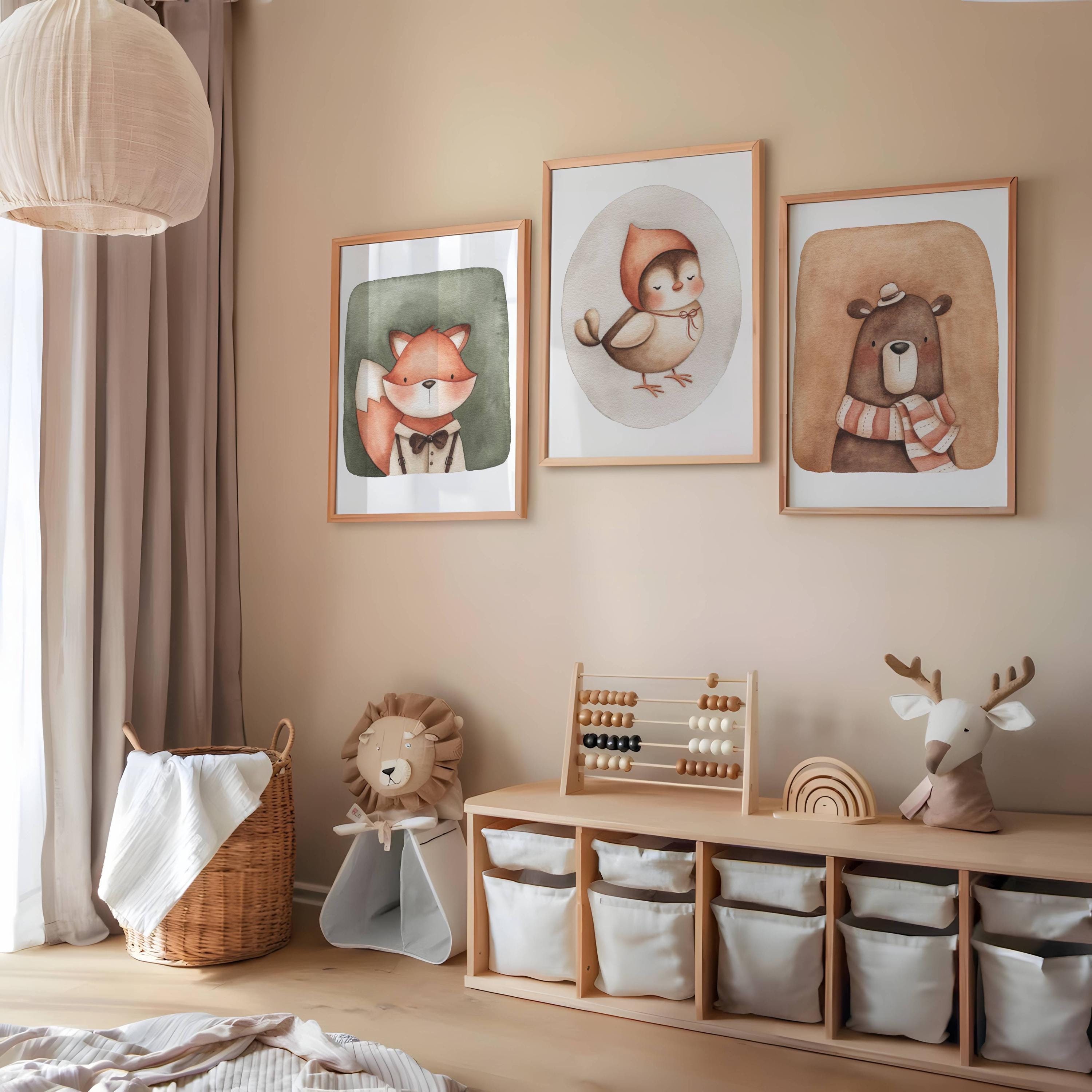 Watercolor Woodland Animal Portraits: Nursery Wall Art (set of 3 ...
