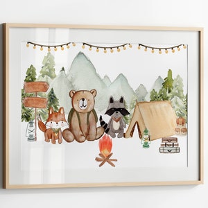 Charming Watercolor Woodland Animals Nursery Wall Art - Digital ...