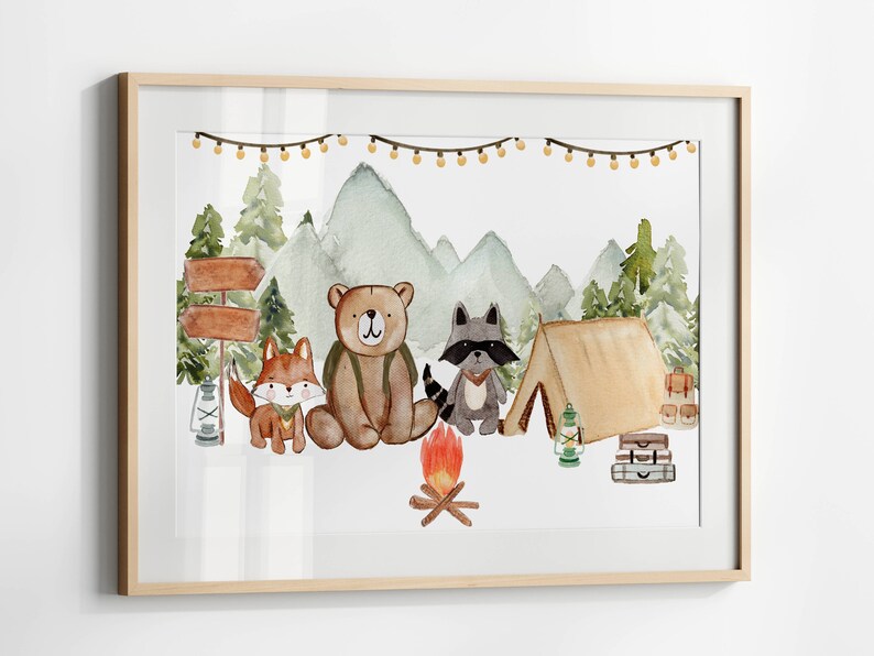 Charming Watercolor Woodland Animals Nursery Wall Art - Digital ...