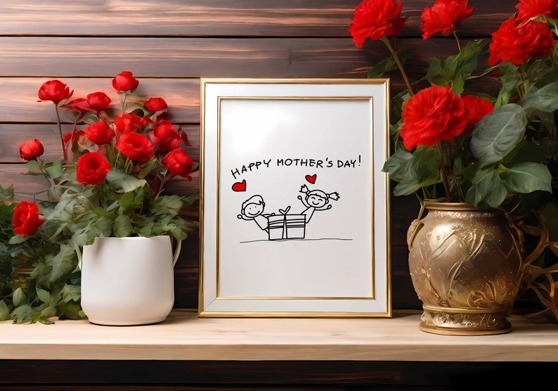 Printable Mothers Day Art happy Mother's Day Illustration Instant ...