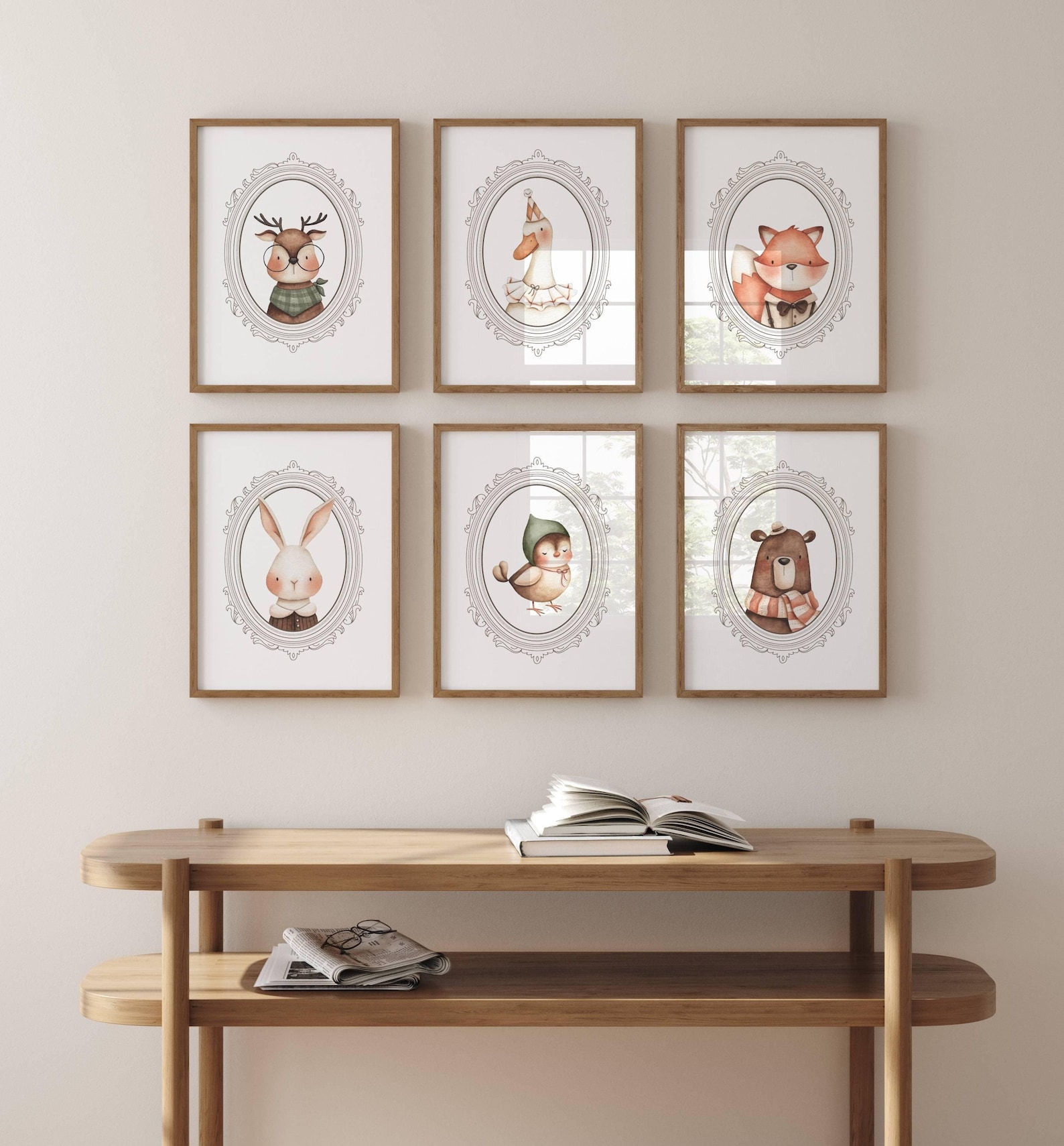 Vintage Woodland Animal Portraits – Set of 6, Watercolor Nursery Wall ...