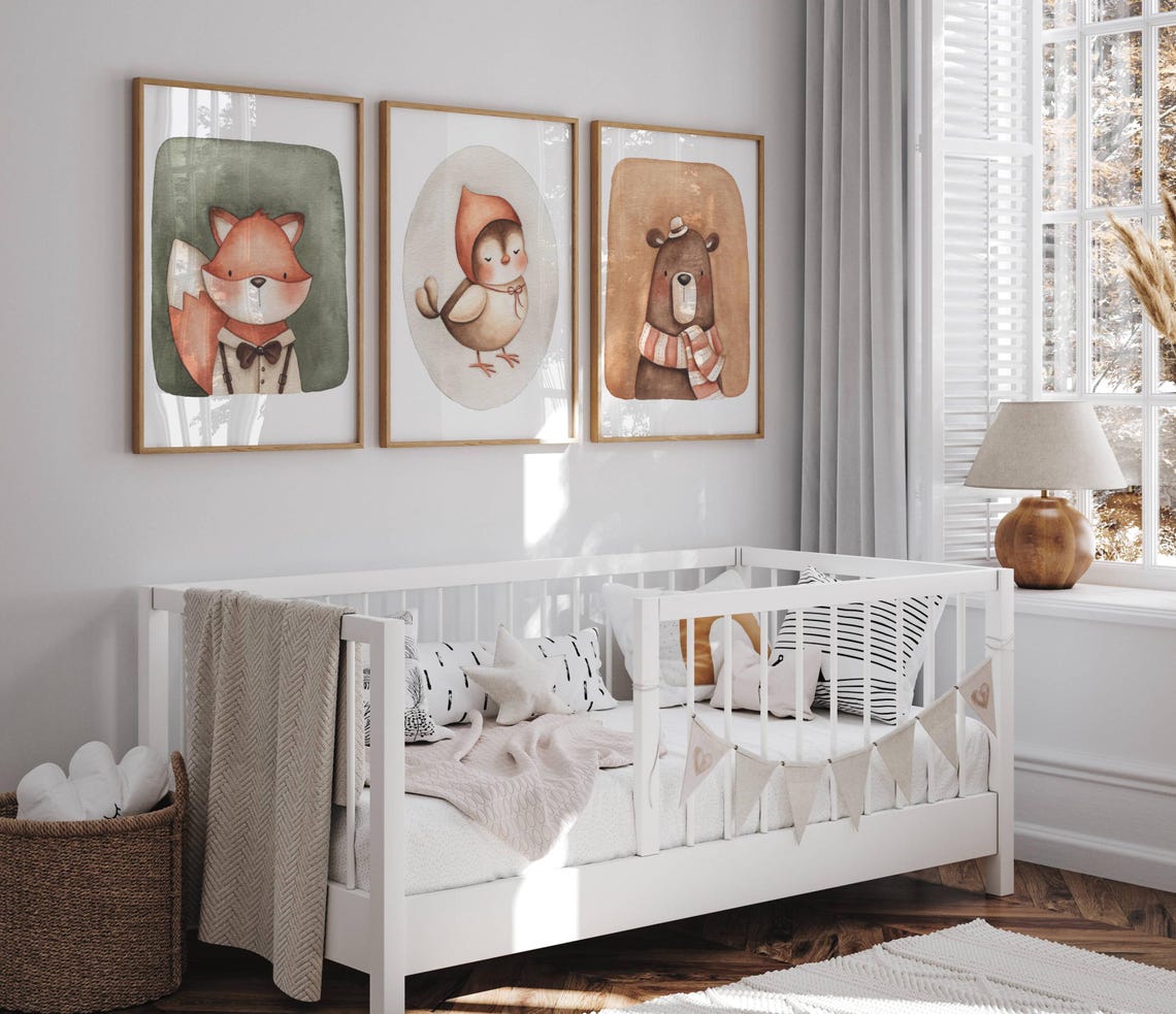 Watercolor Woodland Animal Portraits: Nursery Wall Art (set of 3 ...
