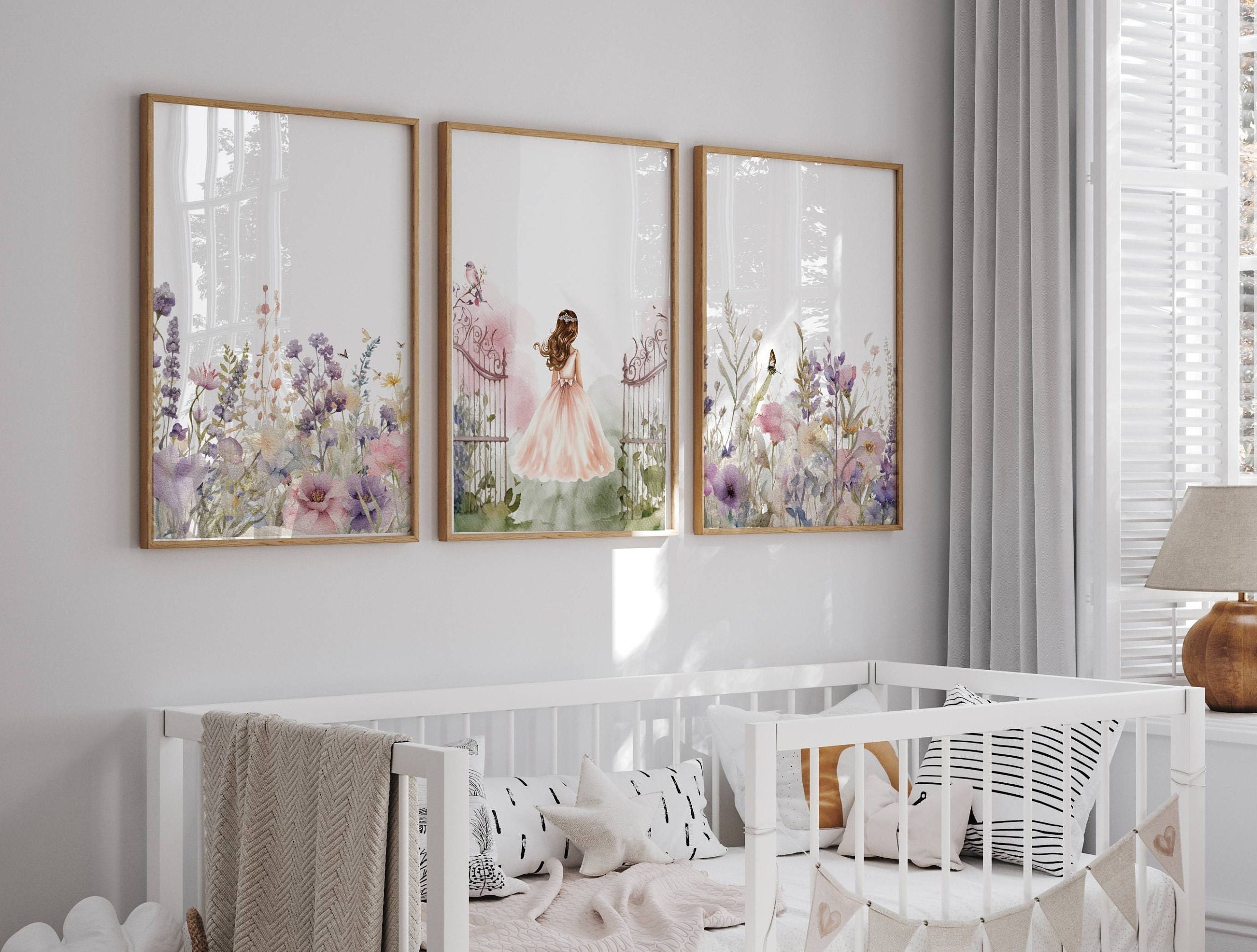 Set of 3 Girl Princess Nursery Prints, Wildflower Fairytale Nursery ...
