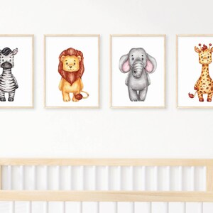 Safari Animal Watercolor Nursery Prints: 4-piece Jungle Set (digital ...