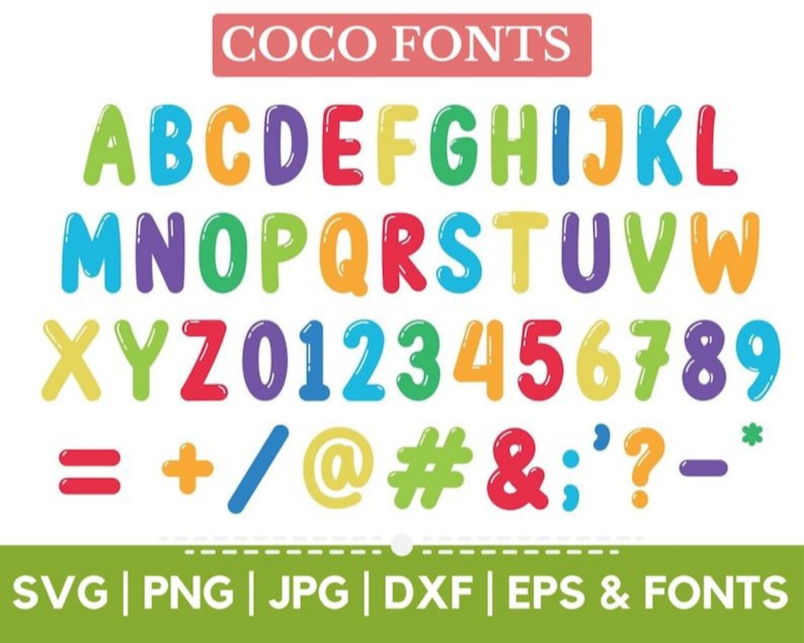 Coco Fonts Bundle, Alphabet, Svg, Png, Cartoon SVG Bundle, Coco Font ...