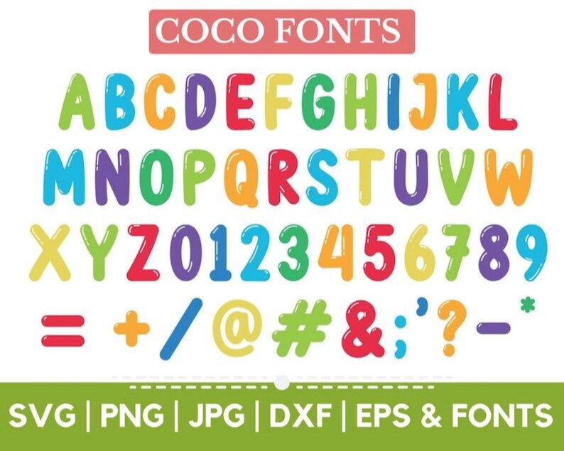 Coco Fonts Bundle, Alphabet, Svg, Png, Cartoon SVG Bundle, Coco Font ...