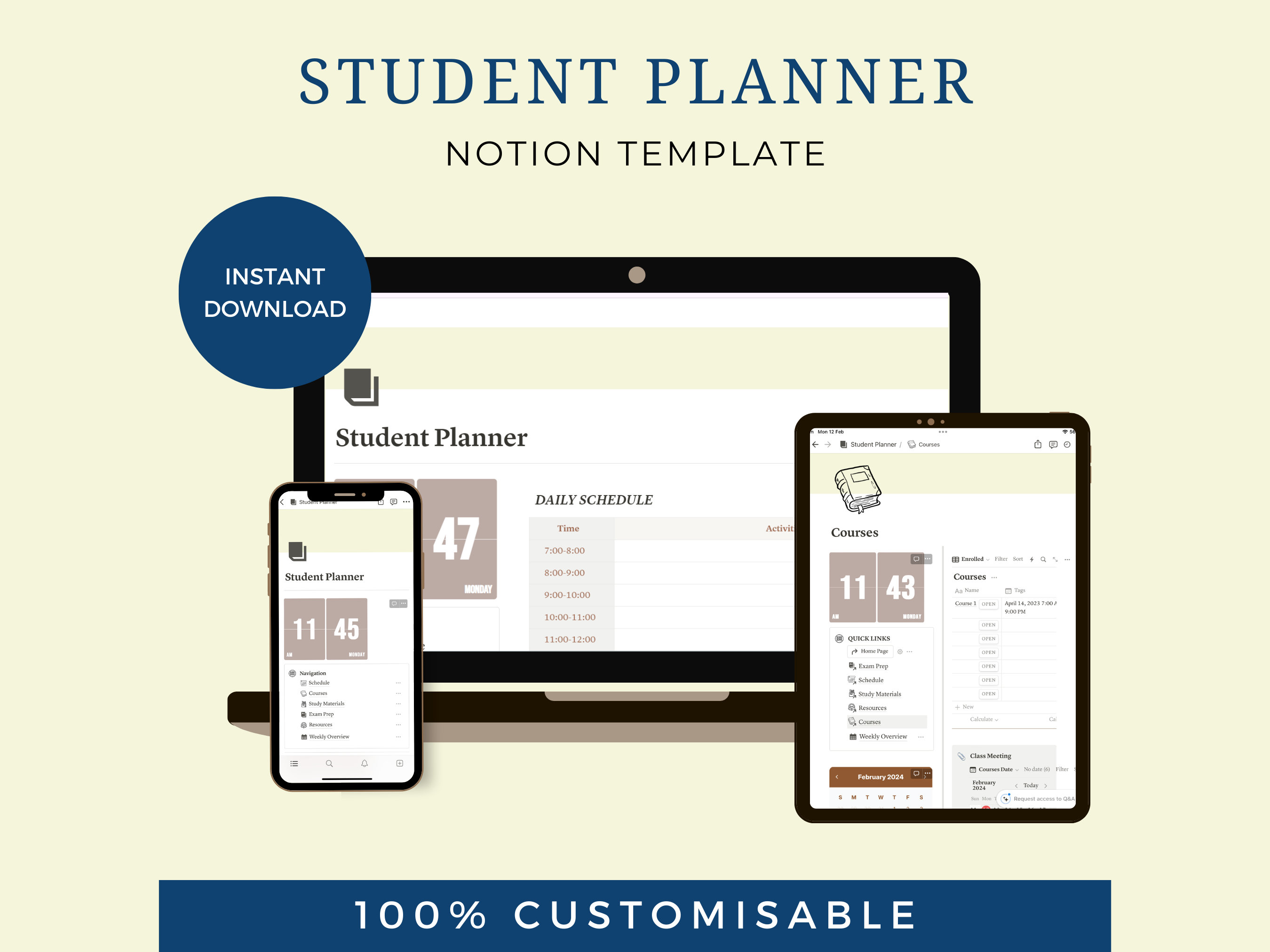 Student Notion Template - Etsy