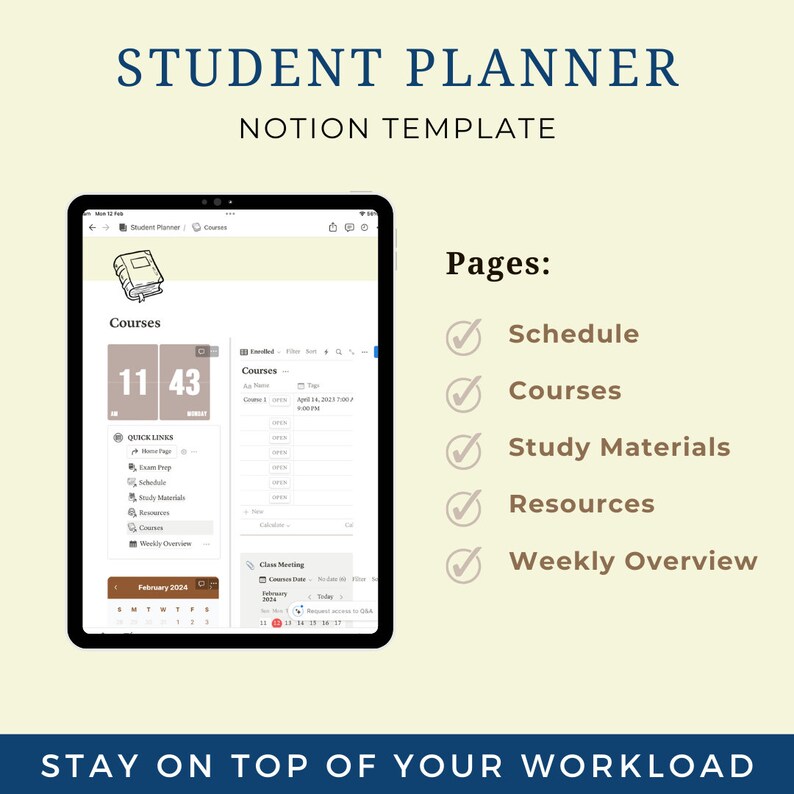 Student Notion Template - Etsy
